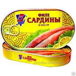 Филе сардины в масле "5 Морей", 175г купить оптом за 109 руб./шт. в ...